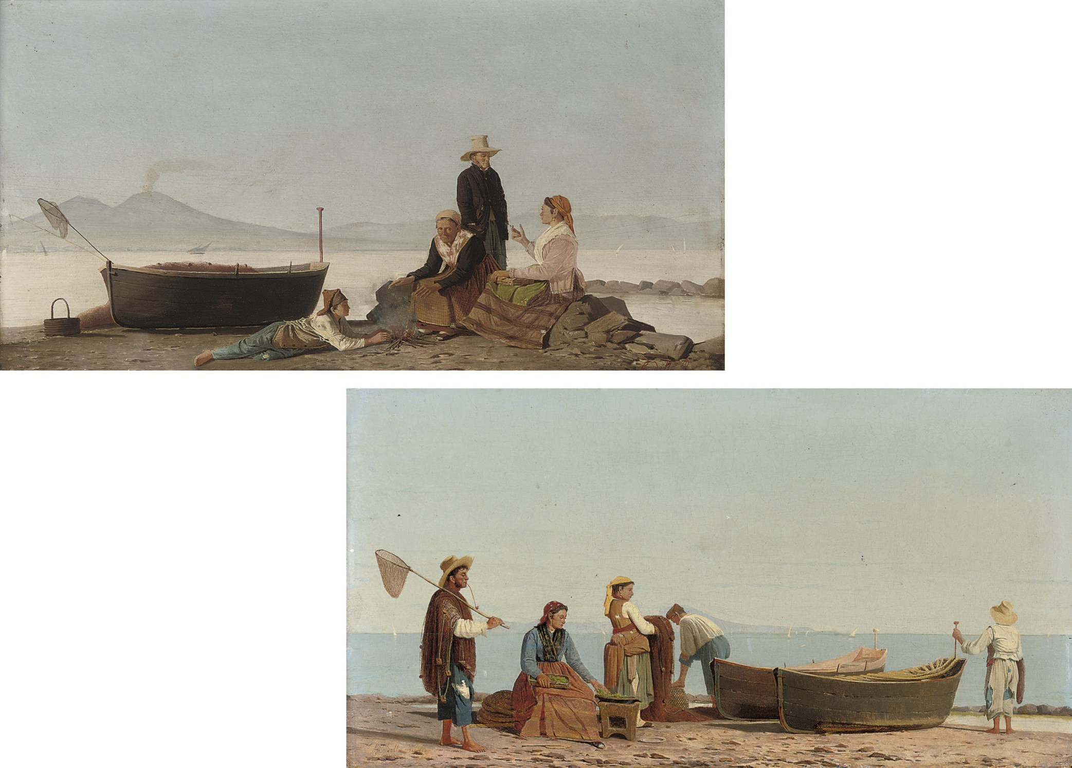 Giovanni della Rocca (Italian, 1788-1858) , Fisherfolk on the shore ...