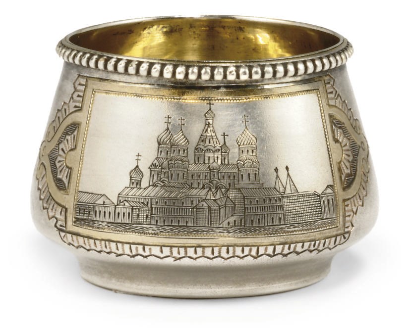 A RUSSIAN PARCEL-GILT SILVER SALT , MARK OF KARL FABERGÉ, MOSCOW, CIRCA ...