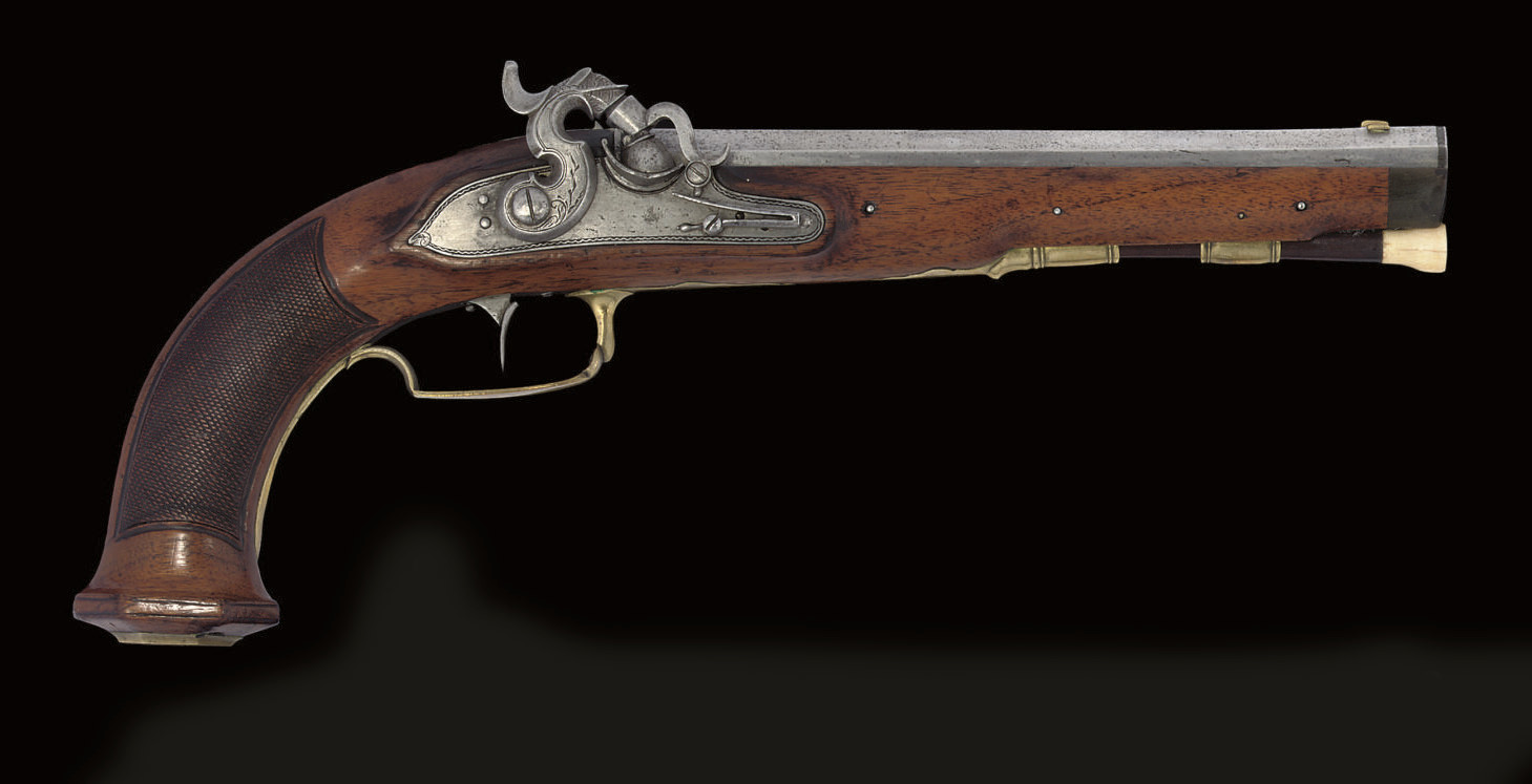 A POLISH PERCUSSION OFFICER'S PISTOL, CONVERTED FROM FLINTLOCK, MALAPANE