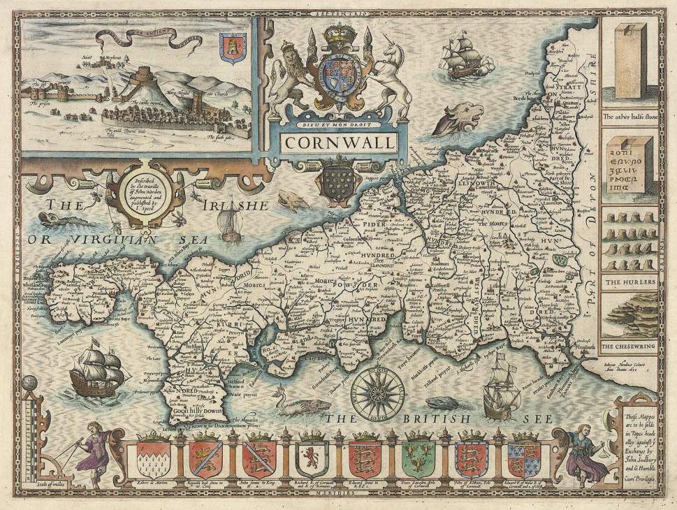 SPEED, John (1552-1629). Cornwall. [London:] John Sudbury and G. Humble ...