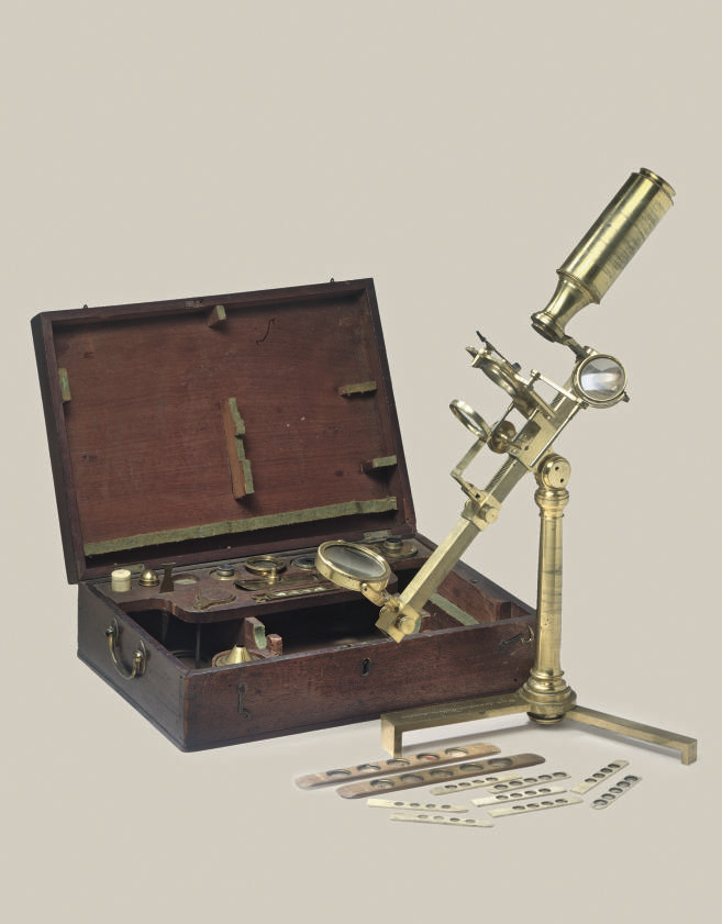 A lacquered brass Jones' Most Improved-type microscope
