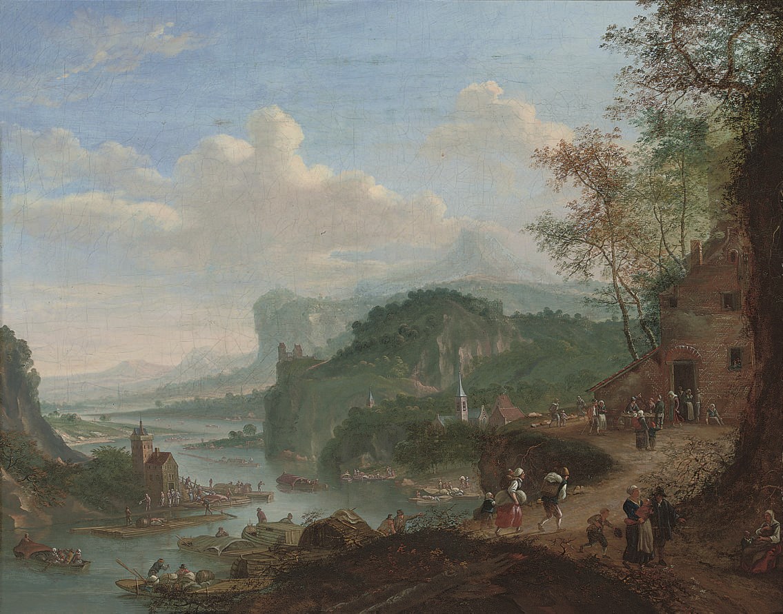 Attributed to Louis Chalon (Amsterdam 1687-1741) , A wooded river ...