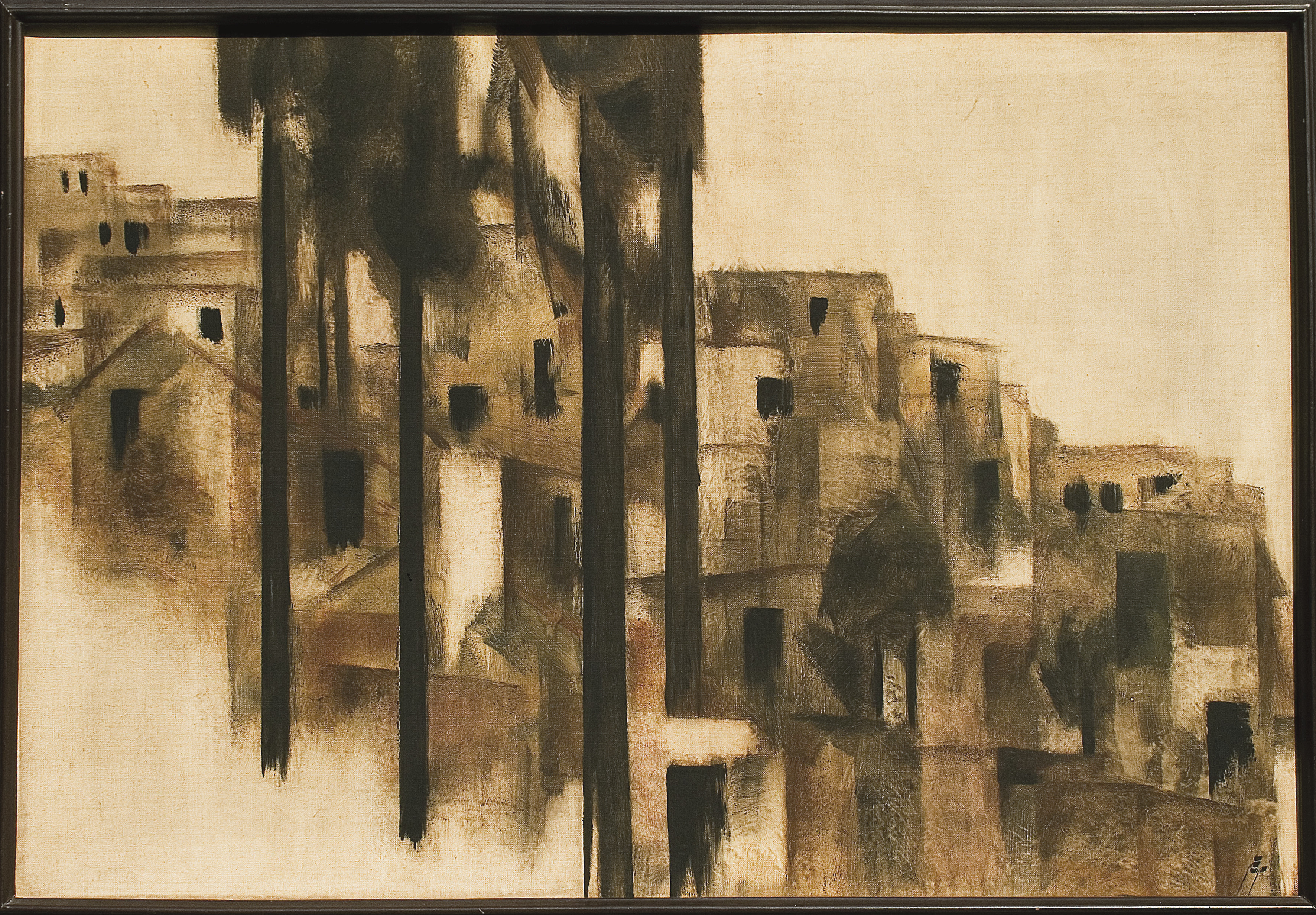 Sohrab Sepehri (Iranian, 1928-1980) , Landscape with Houses | Christie's