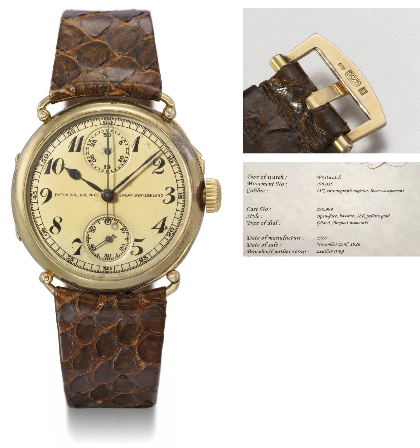 Patek Philippe. An extremely fine and rare 18K gold hinged single ...