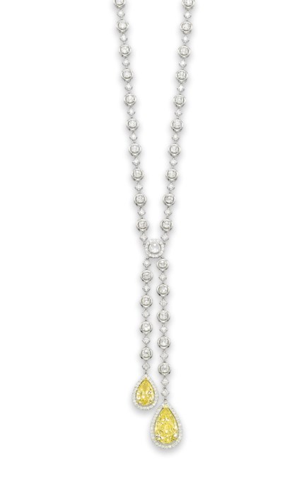 AN ELEGANT COLOURED DIAMOND AND DIAMOND NECKLACE | Christie's