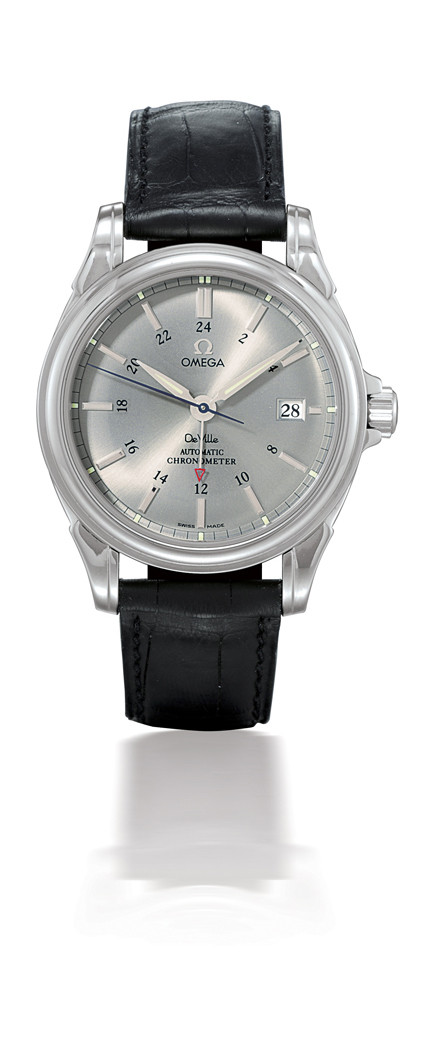 OMEGA, "DE VILLE CO-AXIAL GMT" STAINLESS STEEL SELF-WINDING TWO-TIME ...