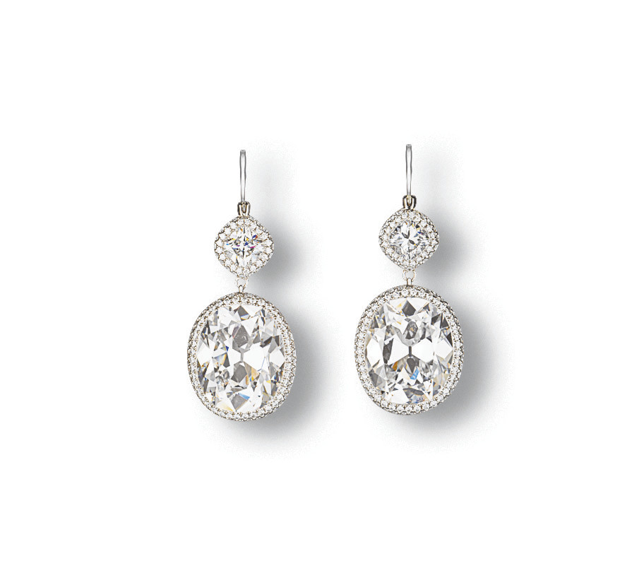 A PAIR OF DIAMOND EAR CLIPS | Christie's