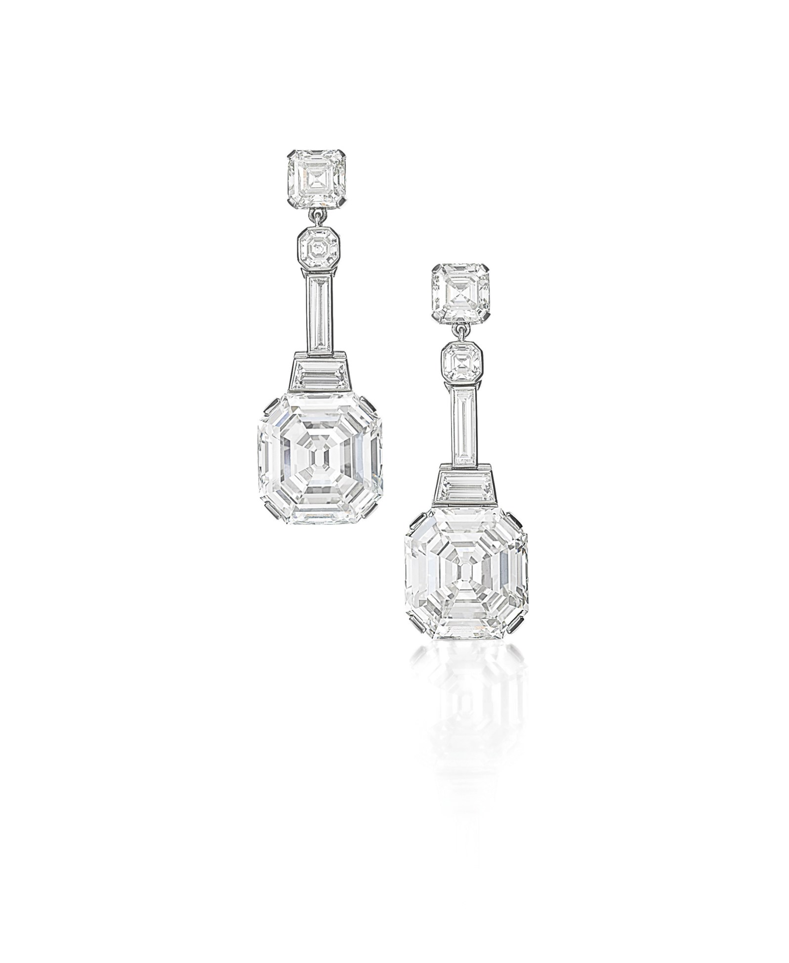 AN IMPRESSIVE PAIR OF DIAMOND EAR PENDANTS | Christie's