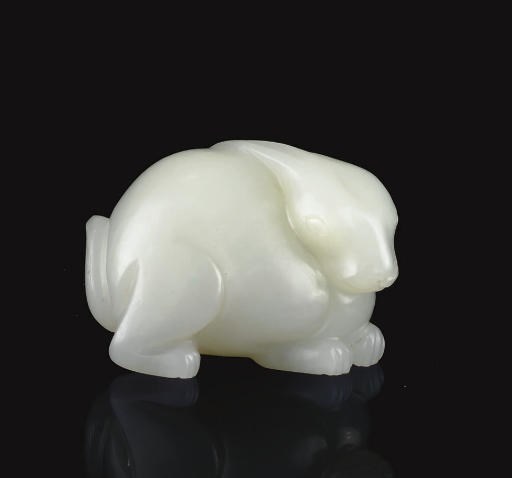 A SMALL WHITE JADE FIGURE OF A RABBIT , 17TH/18TH CENTURY | Christie's