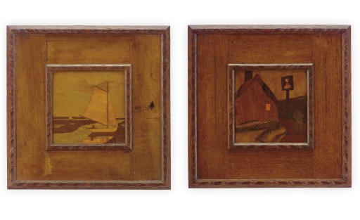 A.J. ROWLEY , TWO MARQUETRY WOOD PANELS, 1920S/30S | Christie's