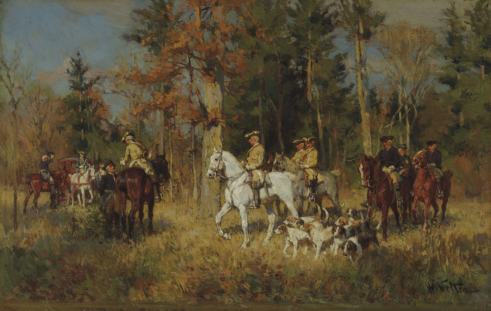 Wilhelm Velten (1847-1929) , The hunting party | Christie's