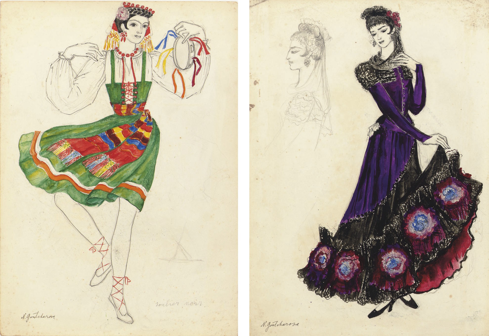 Natal'ia Sergeevna Goncharova (1881-1962) , A costume for a dancer with ...