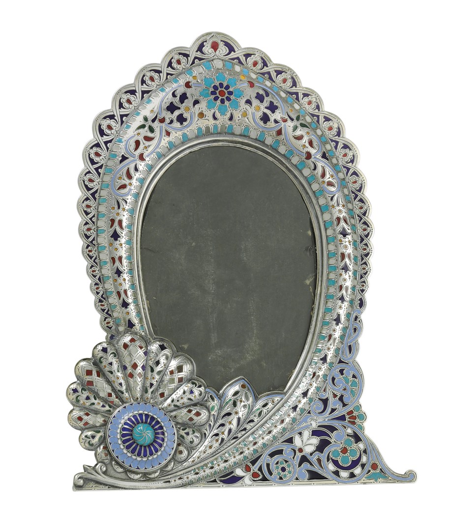 An Unusual Silver Plique-à-Jour, Champlevé, and Cloisonné Enamel Picture Frame, MARK OF ANTIP ...