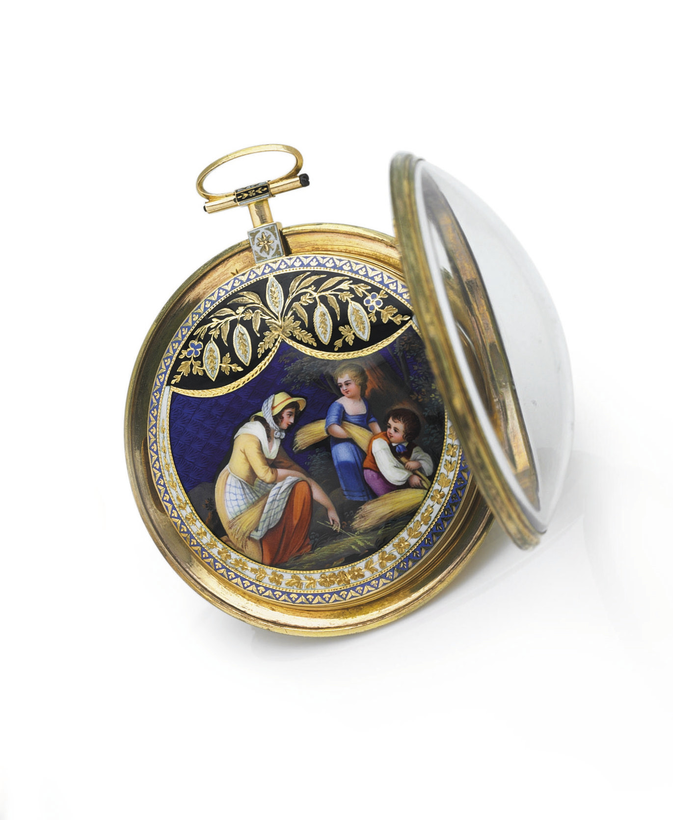 CHEVALIER & COCHET. A FINE AND RARE 18K GOLD AND ENAMEL VERGE WATCH