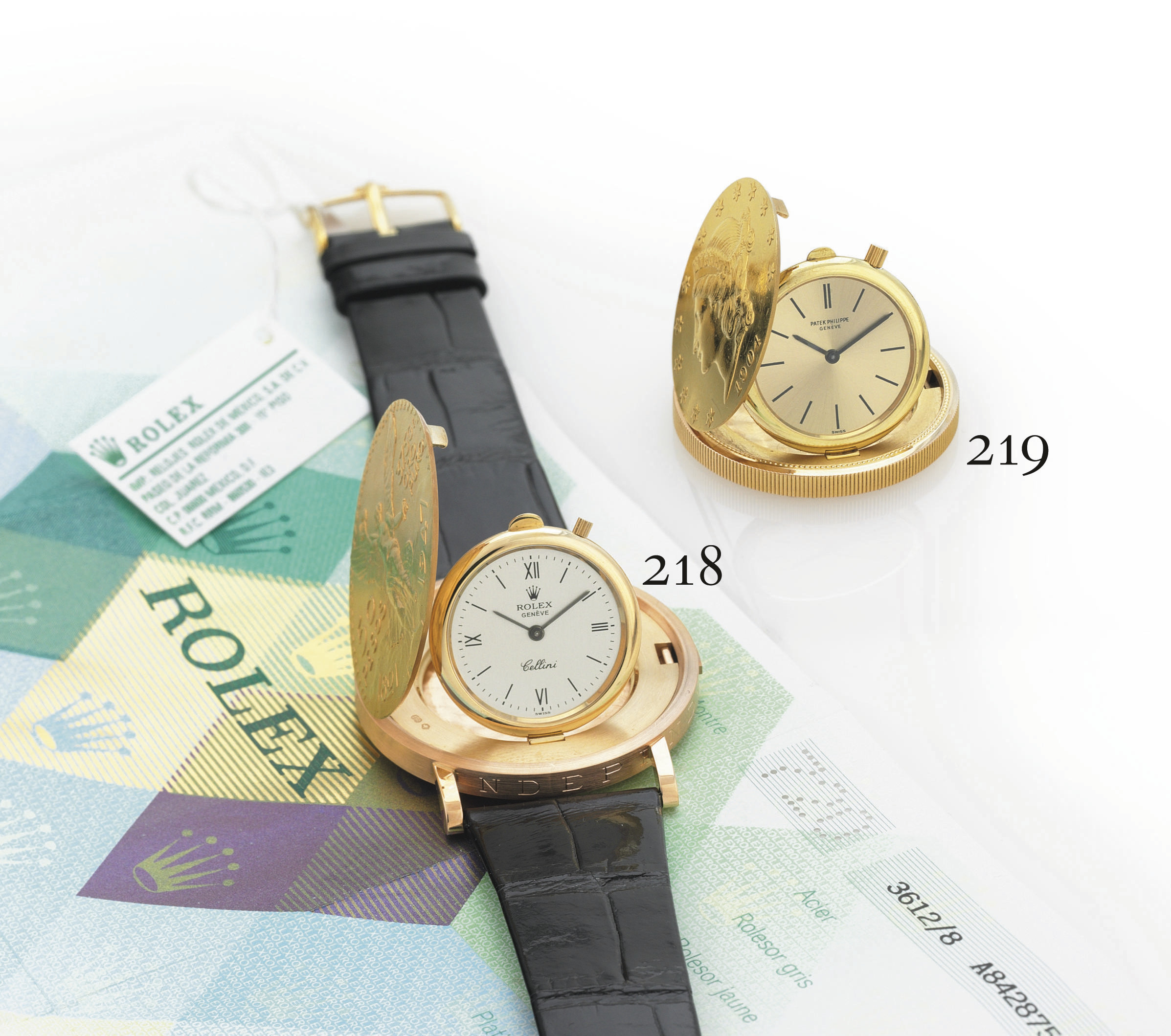 ROLEX. A FINE AND RARE LIMITED EDITION 18K GOLD COIN WRISTWATCH