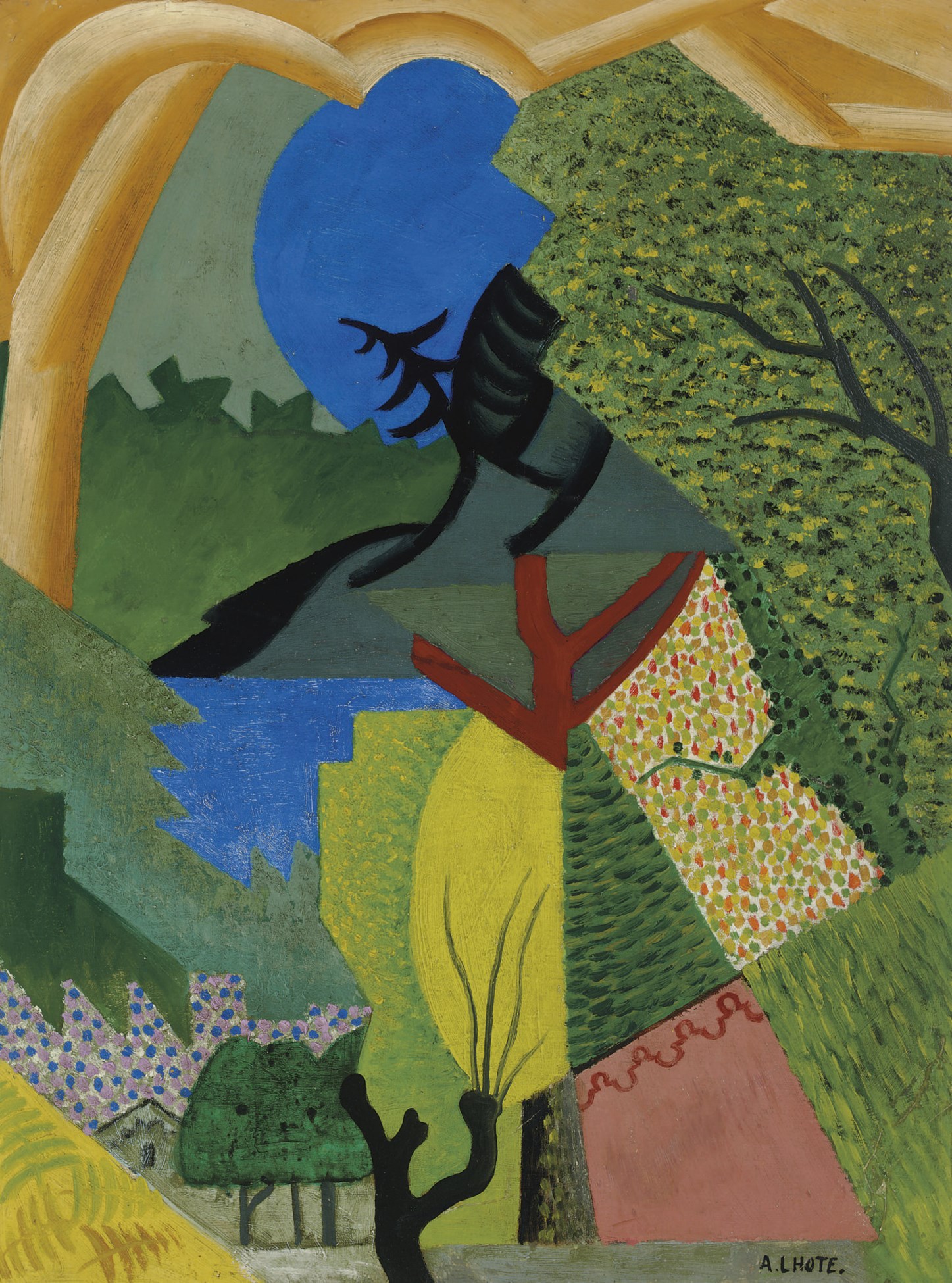 Andre Lhote (1885-1962) , Paysage au lambrequin rose | Christie's