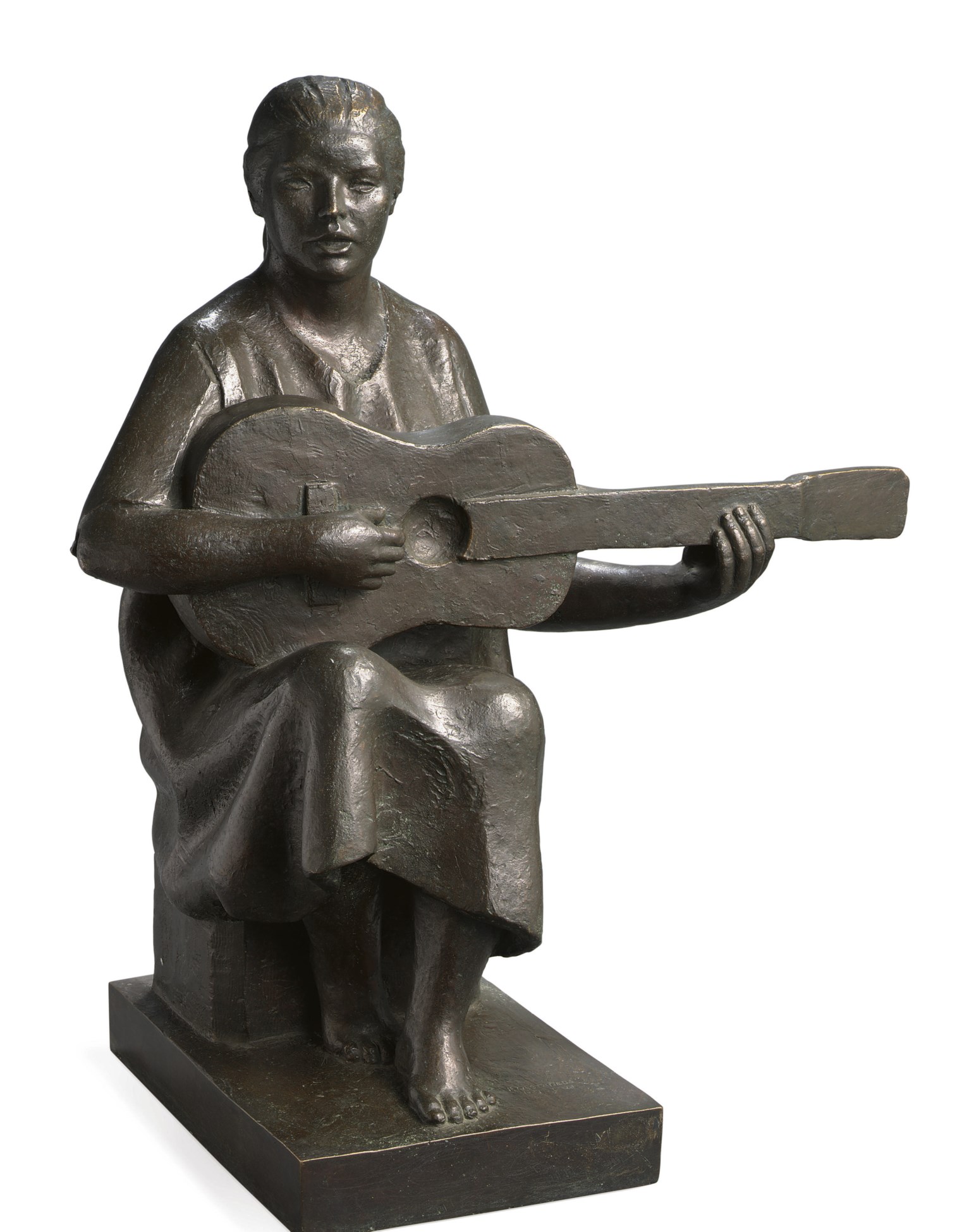 Felipe Castañeda (Mexican b. 1933) , Woman playing the guitar | Christie's