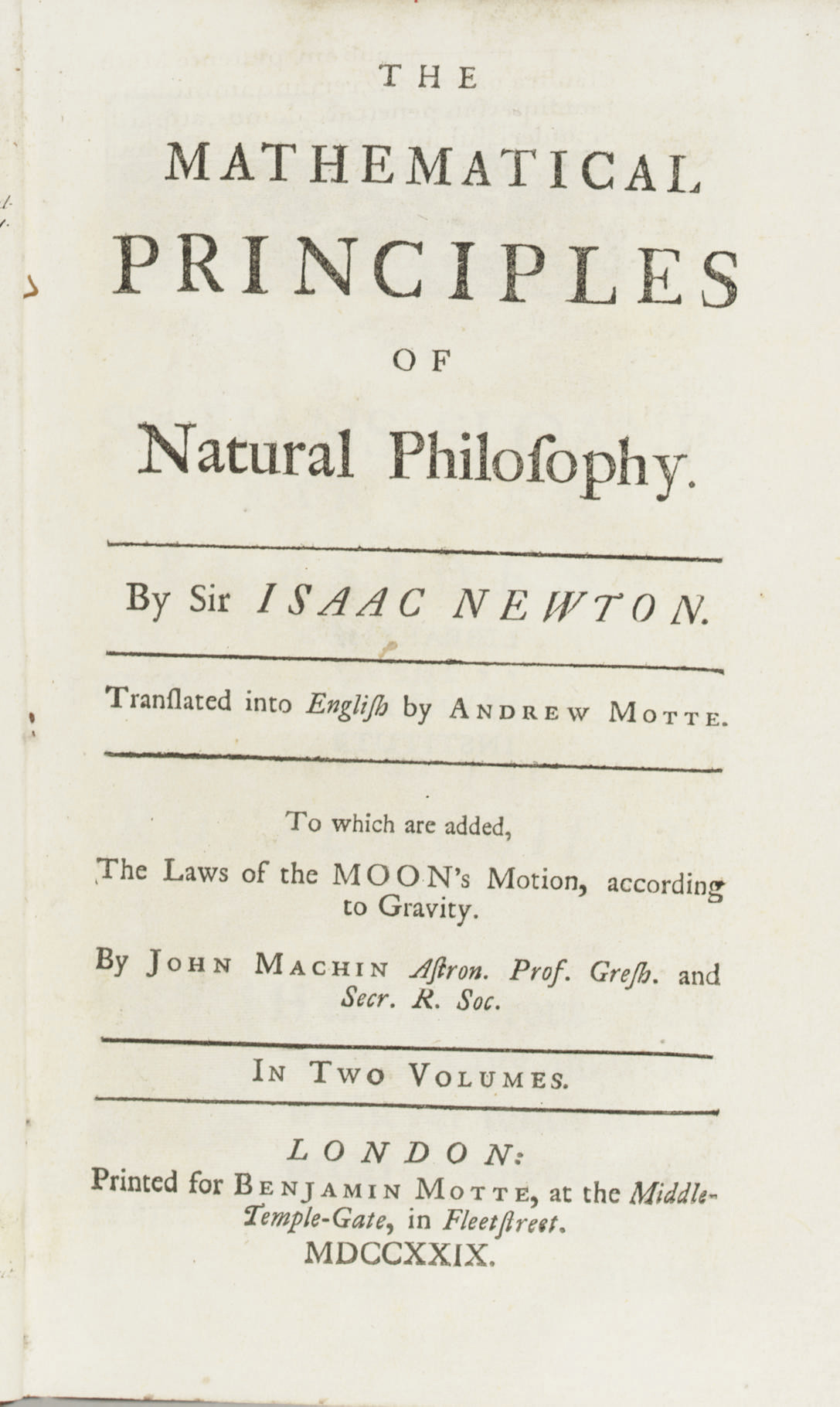 NEWTON, Sir Isaac. The Mathematical Principles of Natural Philosophy ...