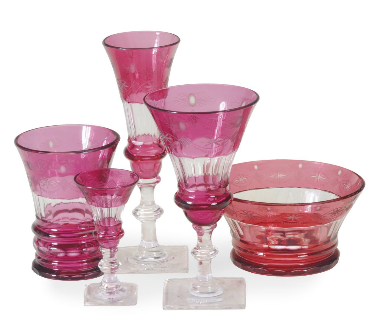 AN ASSEMBLED RUBY FLASHED GLASS PART SERVICE, , EARLY 20TH CENTURY ...