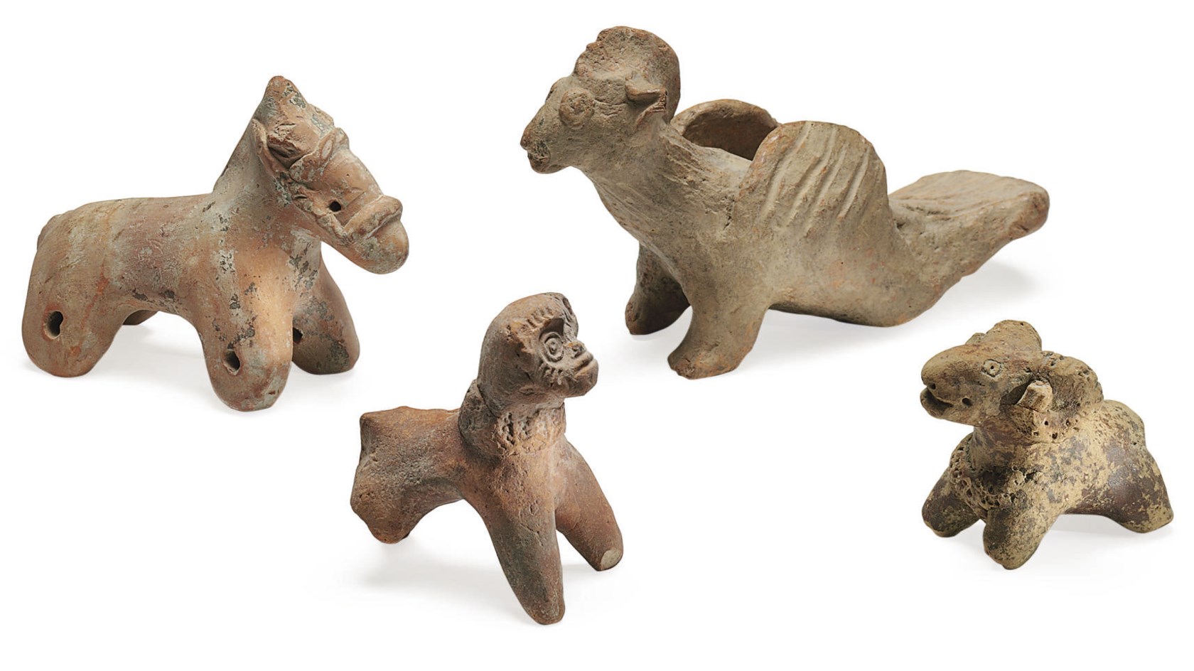 A group of four terracotta animals