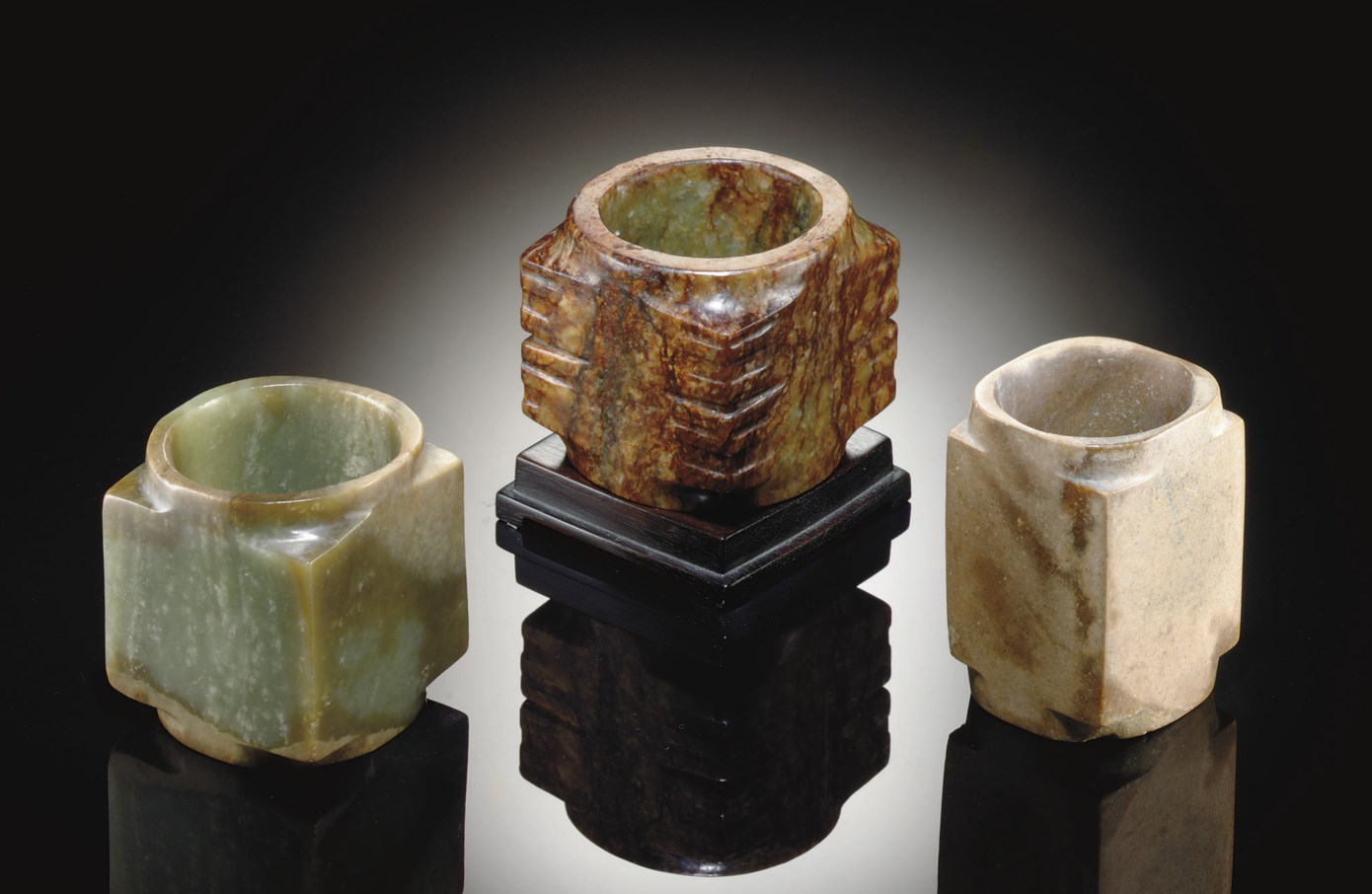 THREE EARLY JADE CONG , NEOLITHIC PERIOD/WESTERN ZHOU DYNASTY, CIRCA ...