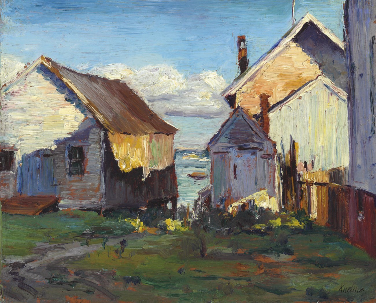 Max Kuehne (1880-1968) , Fishing Sheds, Provincetown | Christie's