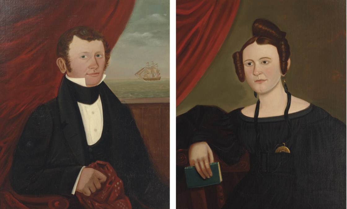 ISAAC SHEFFIELD (1807-1845), 1820-1840 , Two Portraits: Captain Joseph ...