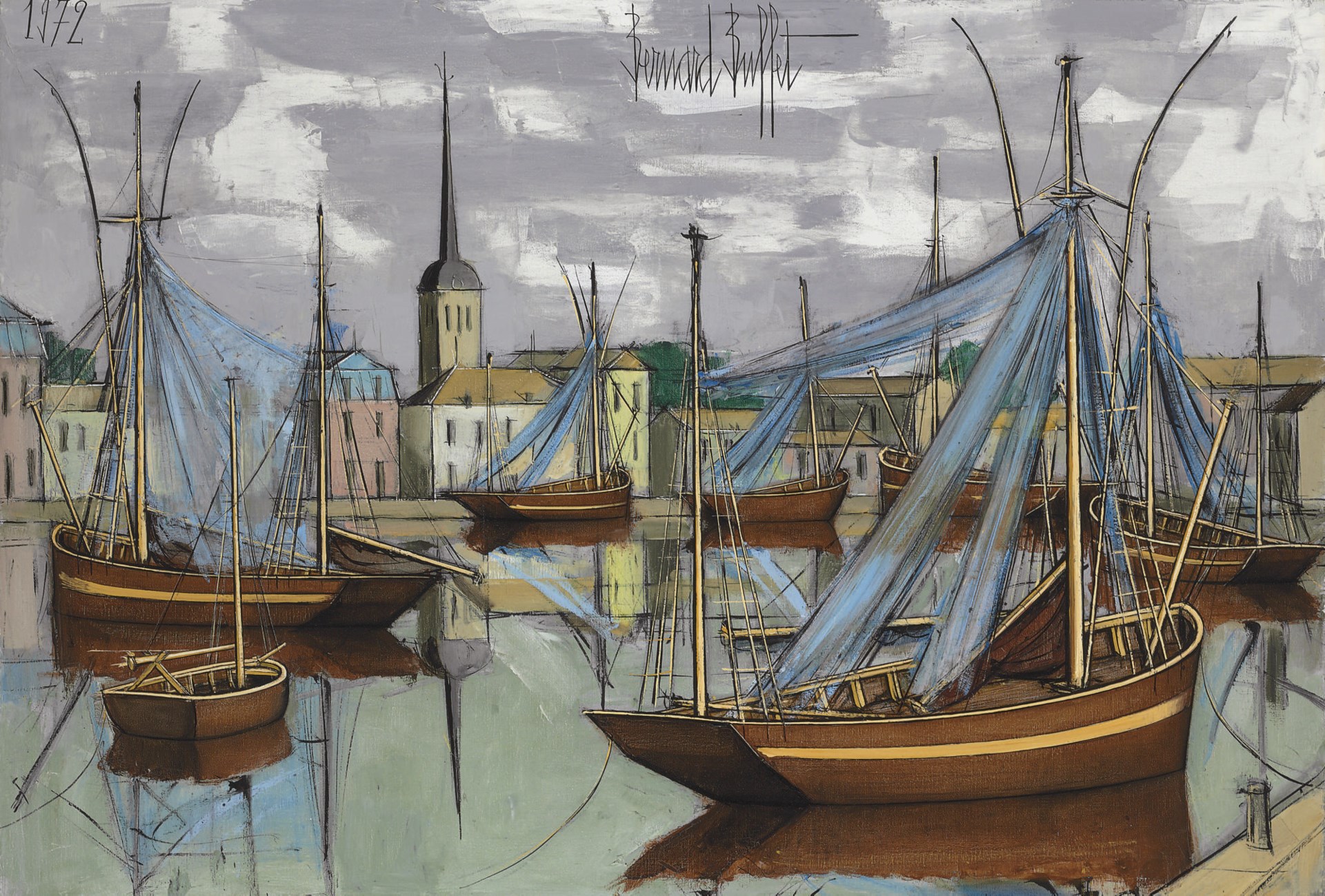 Bernard Buffet (1928-1999) , Les Sables d'Olonne, langoustiers et ...