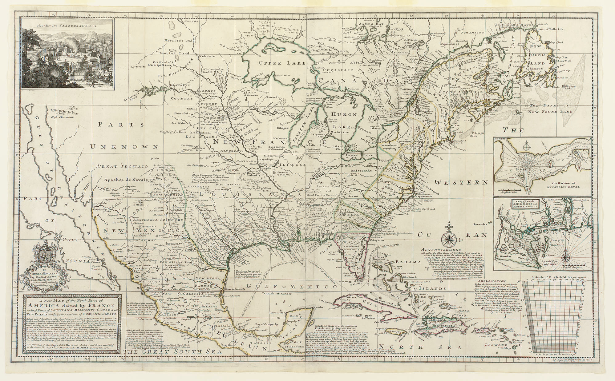 MOLL, Herman (1654-1732). A New Map of the North Parts of America ...