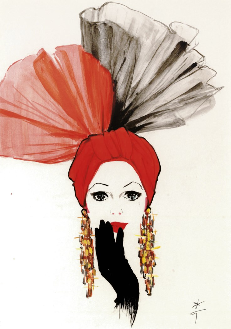 RENE GRUAU (1909-2004) , DESIGN FOR COVER OF HARPER'S BAZAAR, APRIL ...