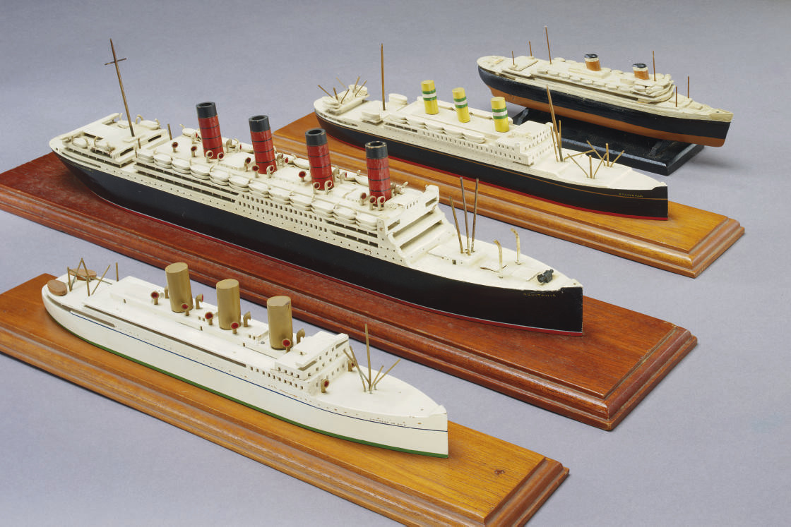 A group of four miniature Ocean Liner models