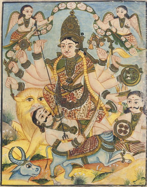Durga fights a Buffalo Demon