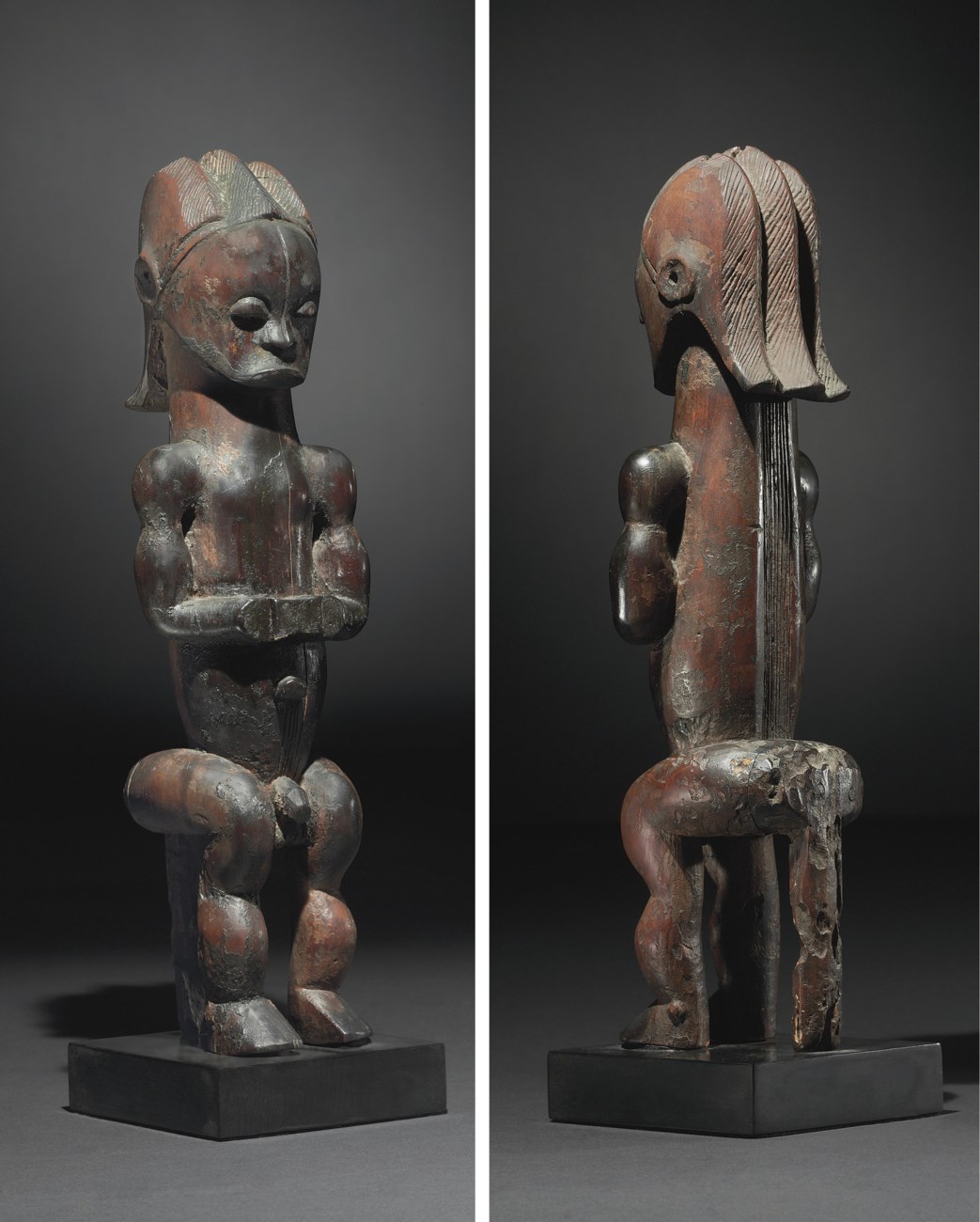 A FINE FANG MALE RELIQUARY FIGURE , Eyema byeri, standing with the ...