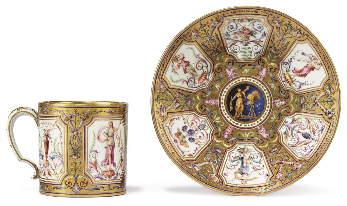A SEVRES (HARD PASTE) CUP AND SAUCER (GOBELET LITRON ET SOUCOUPE ...