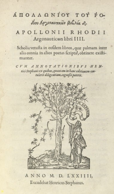 APOLLONIUS RHODIUS (240-186 BC). Argonauticon libri IIII. [Geneva ...
