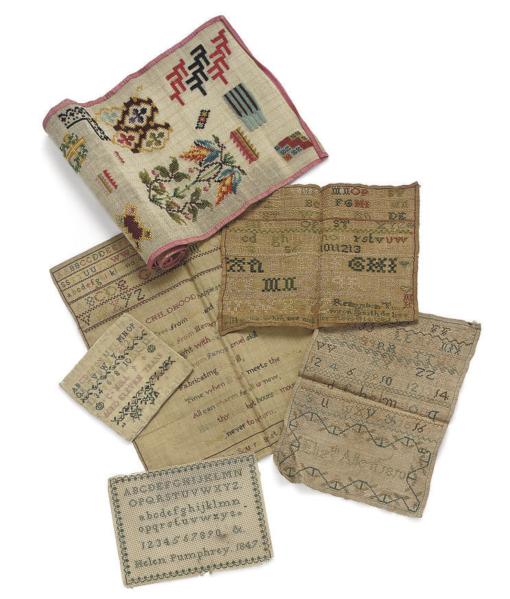 A COLLECTION OF SUN BONNETS AND A QUAKER APRON