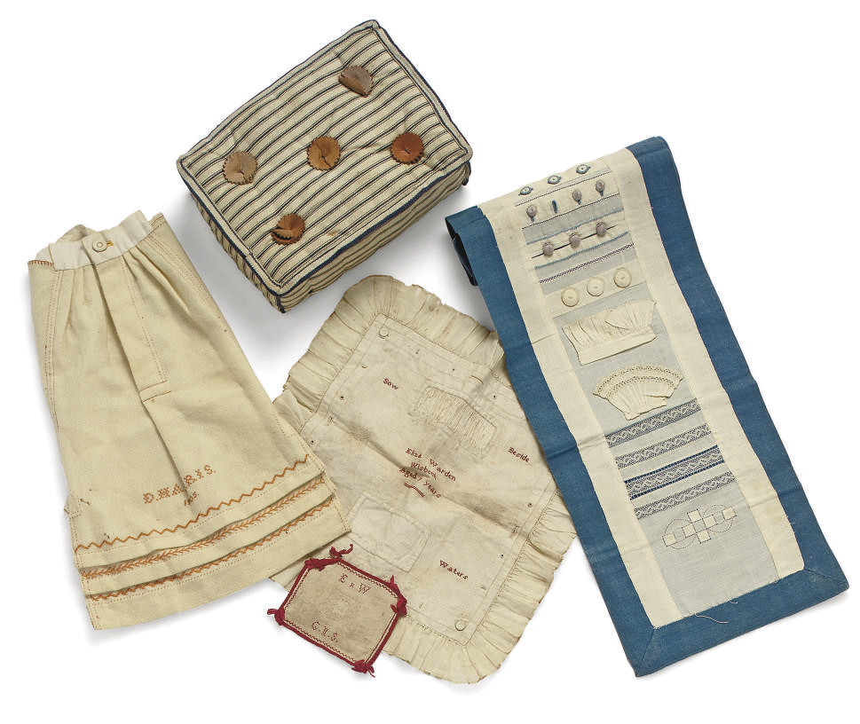 A COLLECTION OF SUN BONNETS AND A QUAKER APRON