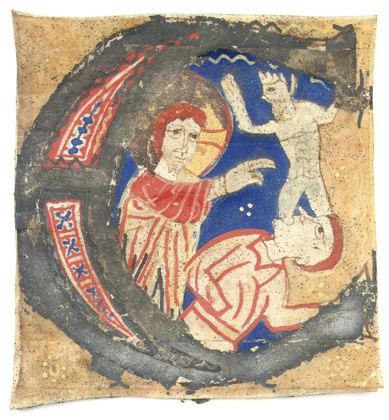 CHRIST EXPELLING A DEMON from a blind and dumb man, historiated initial ...