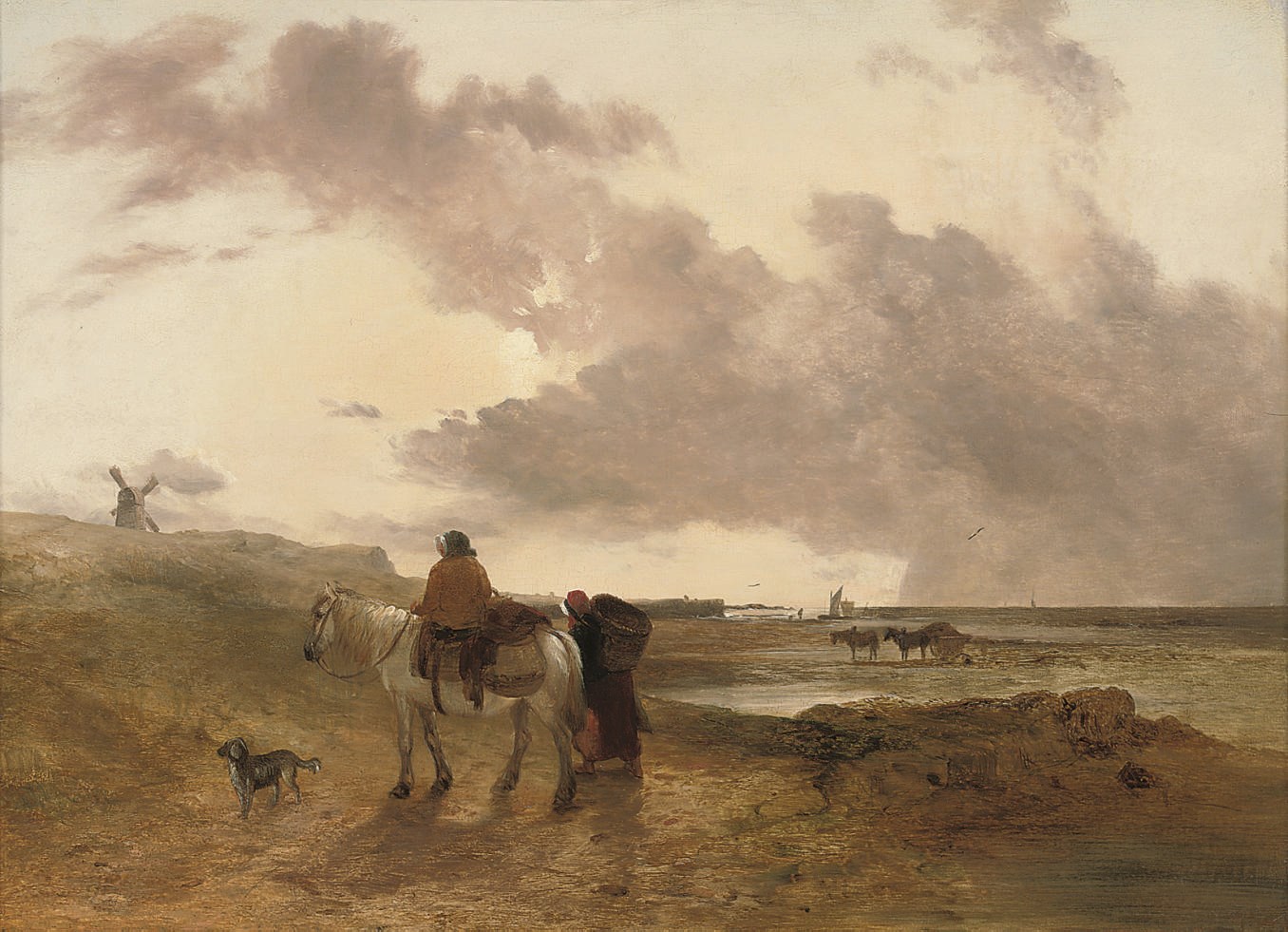 Frederick Richard Lee, R.A. (1798-1879) , Figures and horses on a beach ...