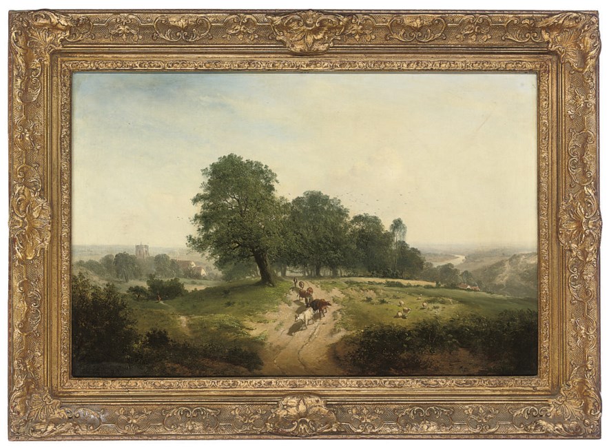 J. Roberts, circa 1857 , Cattle droving in an extensive summer ...