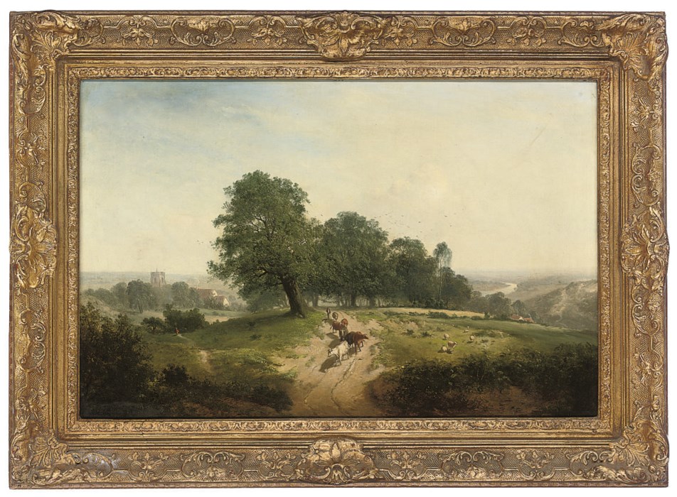 J. Roberts, circa 1857 , Cattle droving in an extensive summer ...