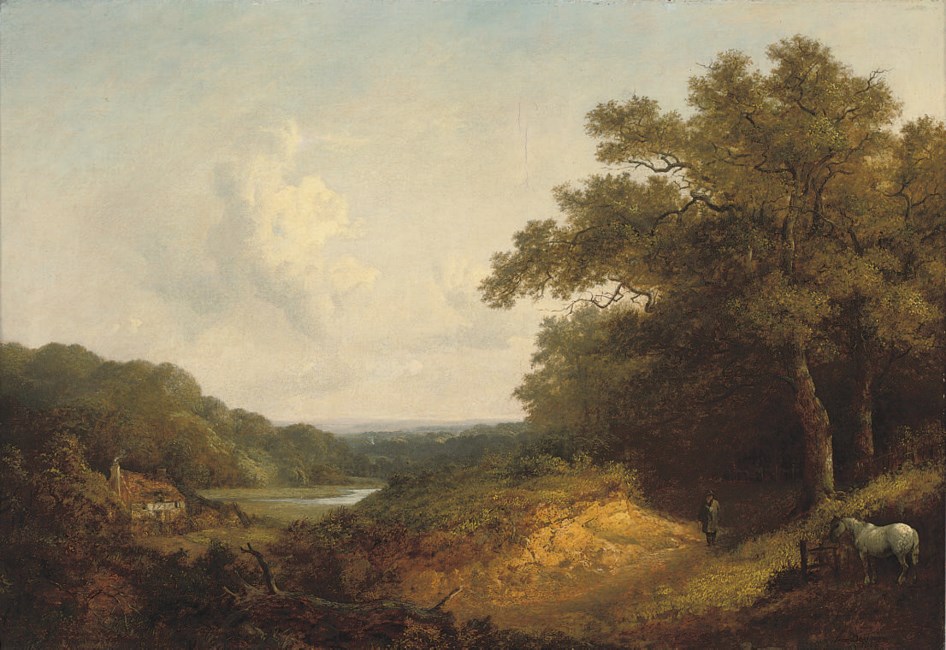 John Dearman (1824-1856) , Figure with a pony by a track in an ...