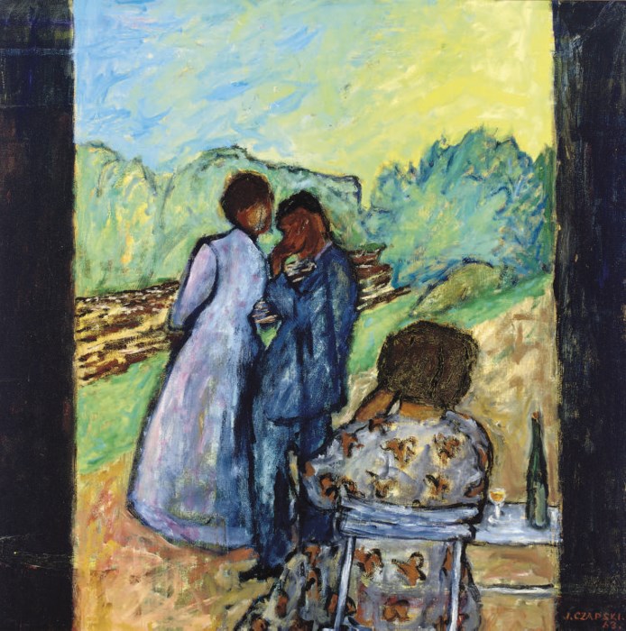 Joseph Czapski (Polish, 1896-1993) , 3 personnages dans la campagne ...