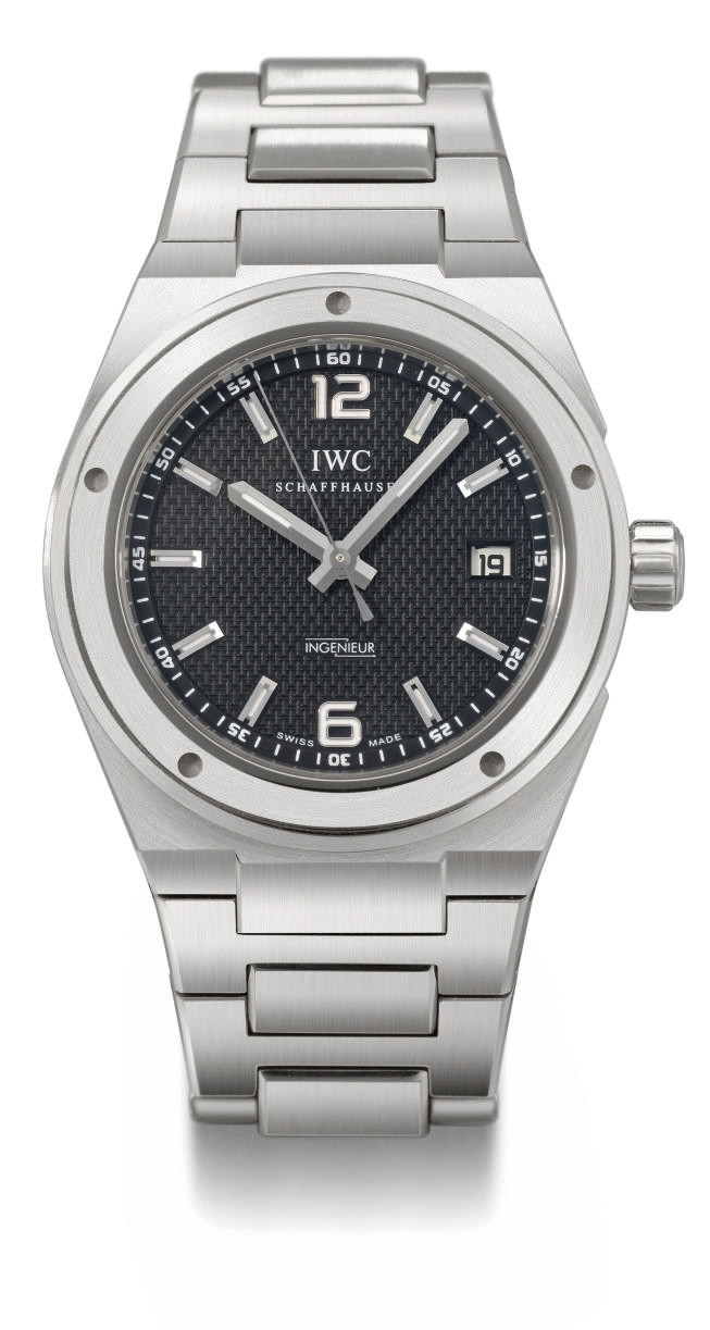 IWC. A heavy stainless steel automatic anti-magnetic wristwatch with sweep centre seconds, date ...