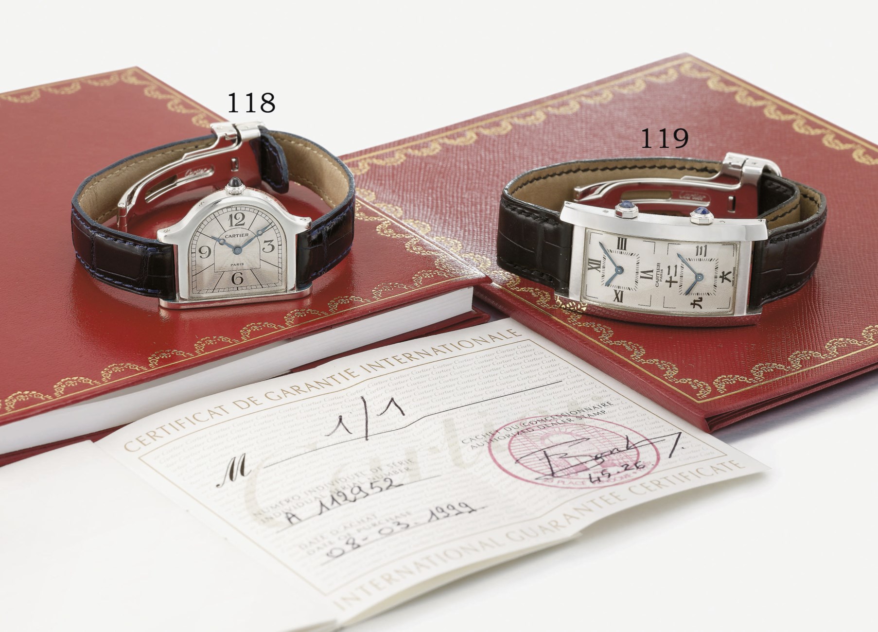 Cartier. A very fine and unique platinum bell-shaped wristwatch, made ...