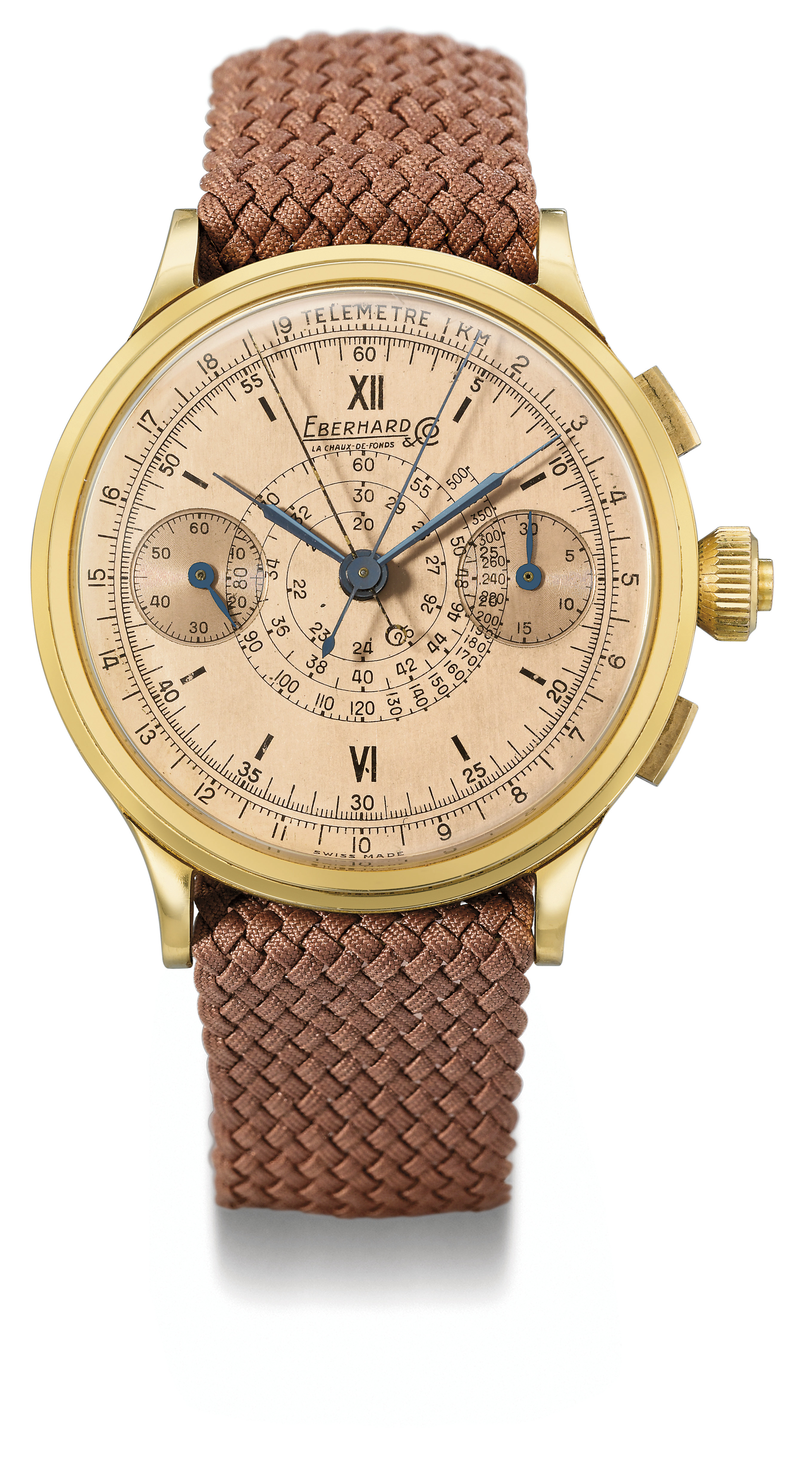 Eberhard. A fine and unusual oversized 18K gold split seconds ...