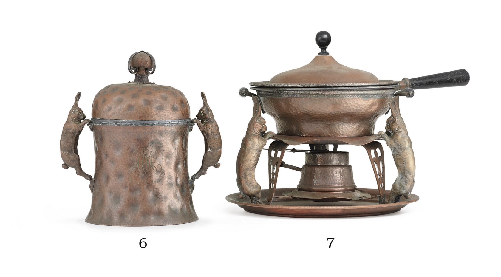 A SILVER-MOUNTED COPPER BISCUIT BARREL , ATTRIBUTED TO JOSEPH HEINRICH ...