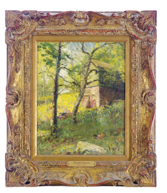 Walter Griffin (American, 1861-1935) , Verdant landscape with a barn ...
