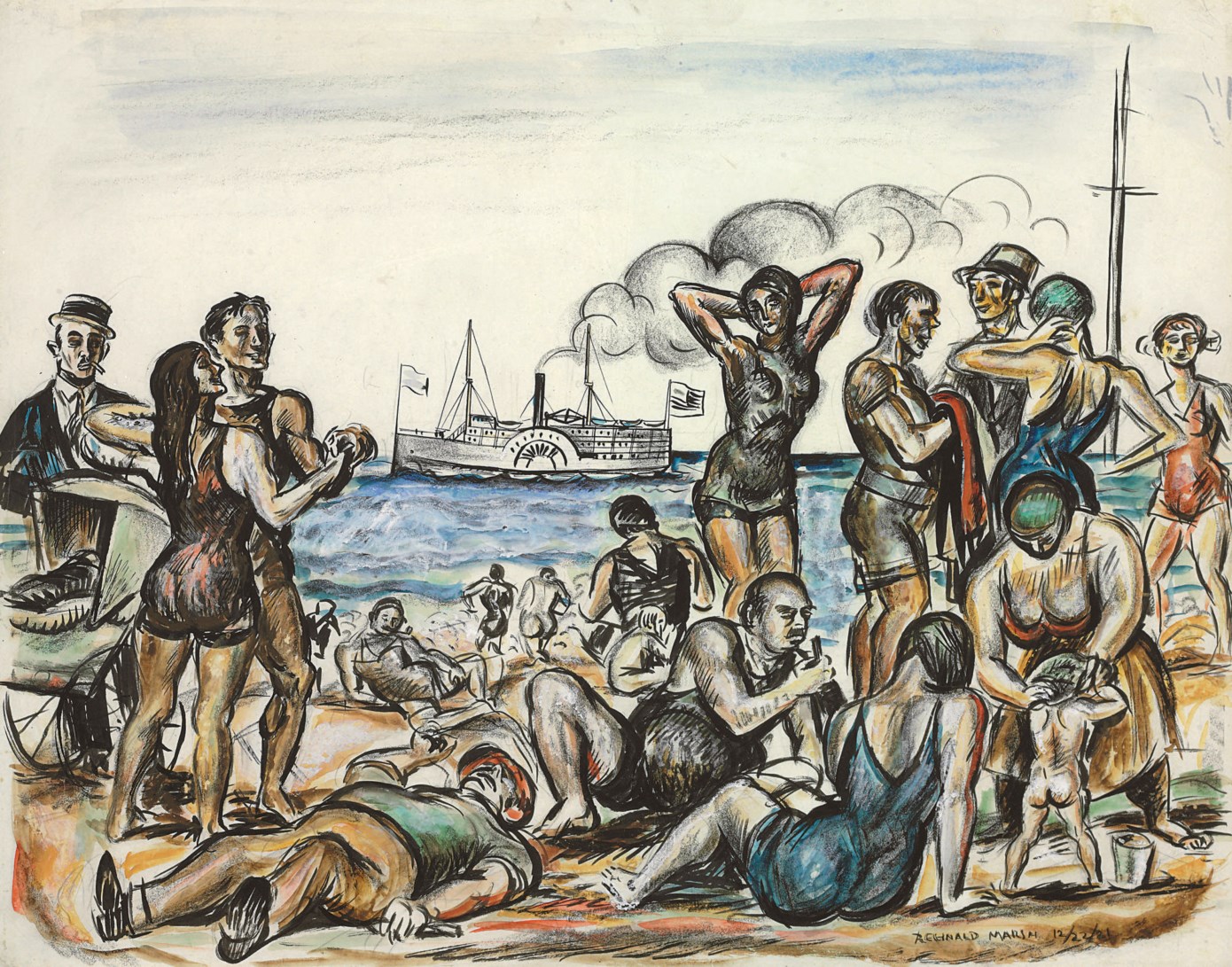 Reginald Marsh (1898-1954) , Figures on the Beach | Christie's