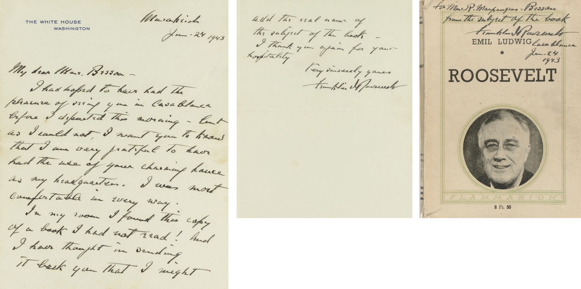ROOSEVELT, Franklin D. (1882-1945), President. Autograph letter signed ...